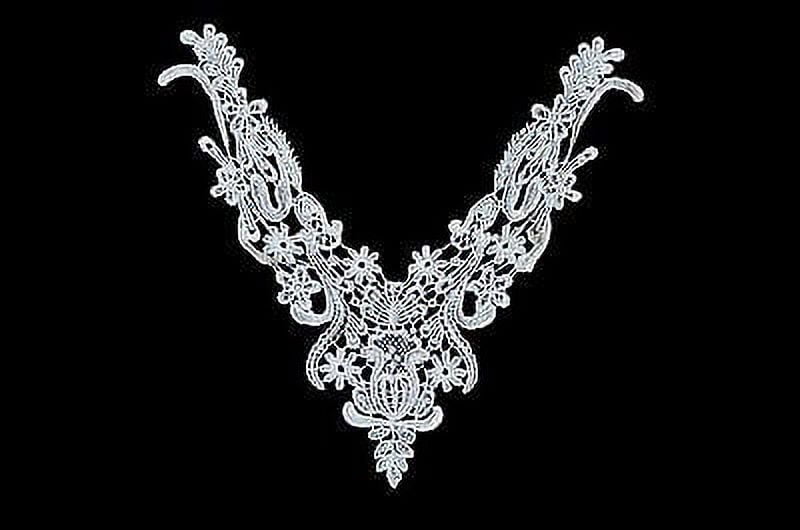 Lily 10" x 8" White Venice Embroidery Bodice V shape Motif Applique by ...