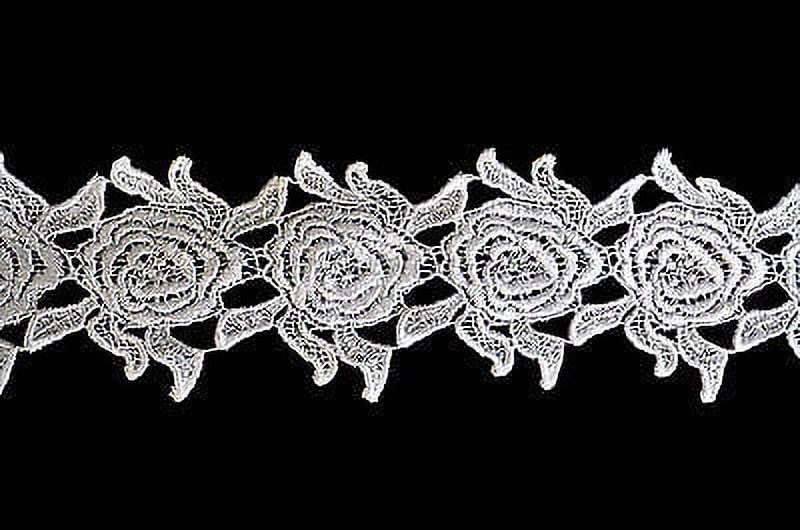 Lily 3" White Black Ivory Roses Flower Guipure Floral Venice Lace Trim ...