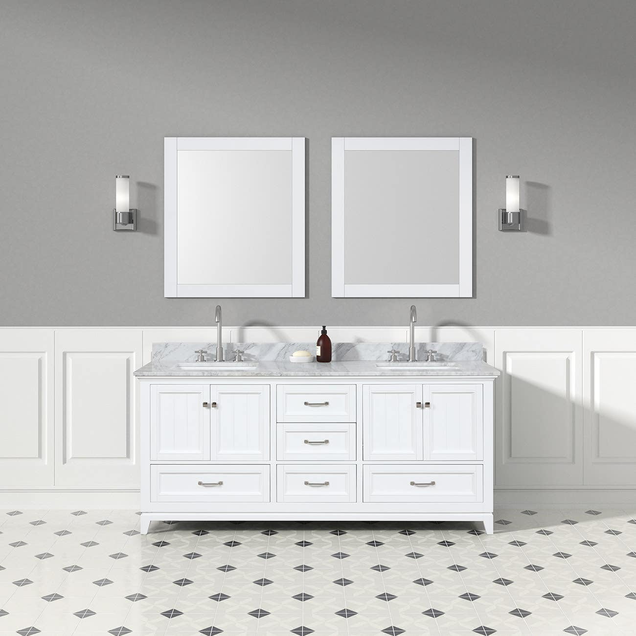 Lily 72 Inch Modern Console Vanity with Rectangular Undermount Sinks ...