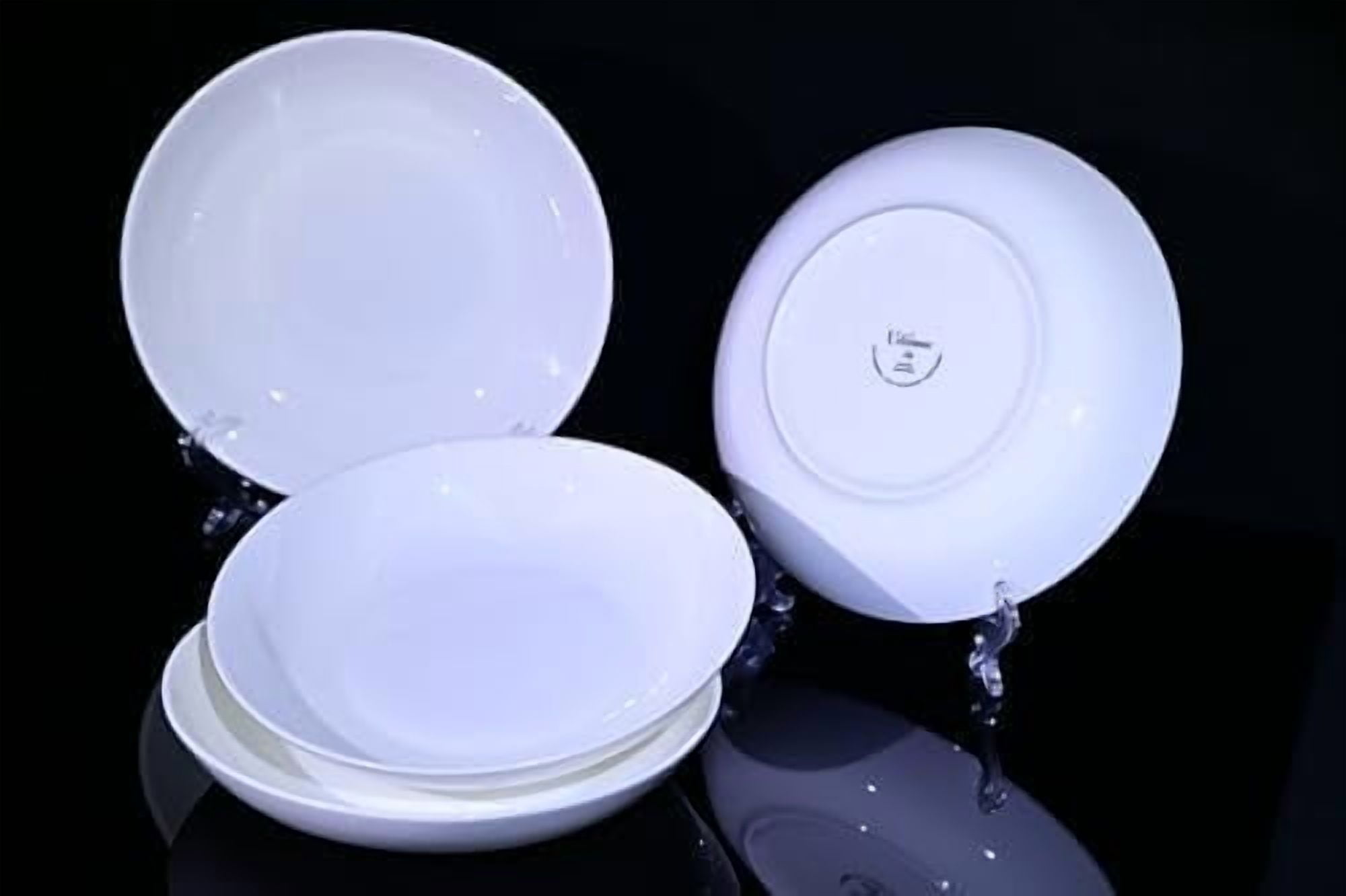 Lily Bone China Dinnerware Set, 4 Pieces, 8.5-inch White Pasta, Salad ...