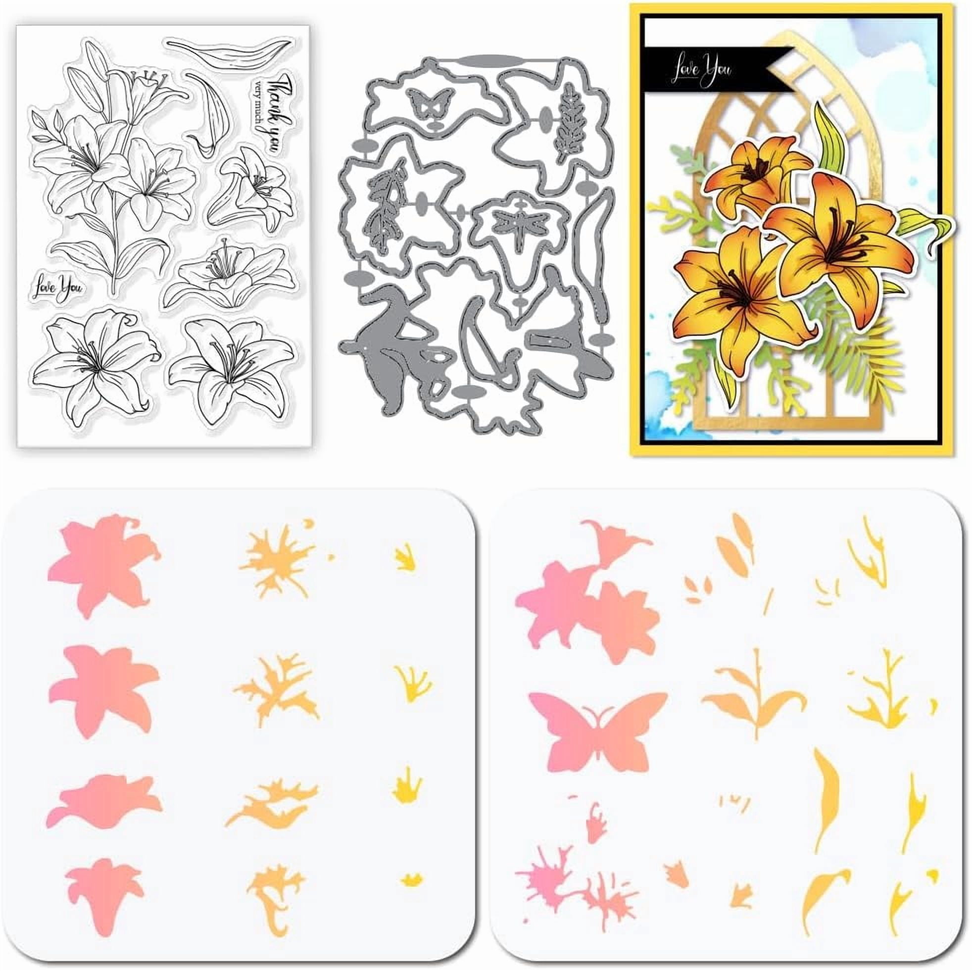 Lily Clear Silicone Stamp Metal Floral and Butterfly Cutting Die Cuts ...