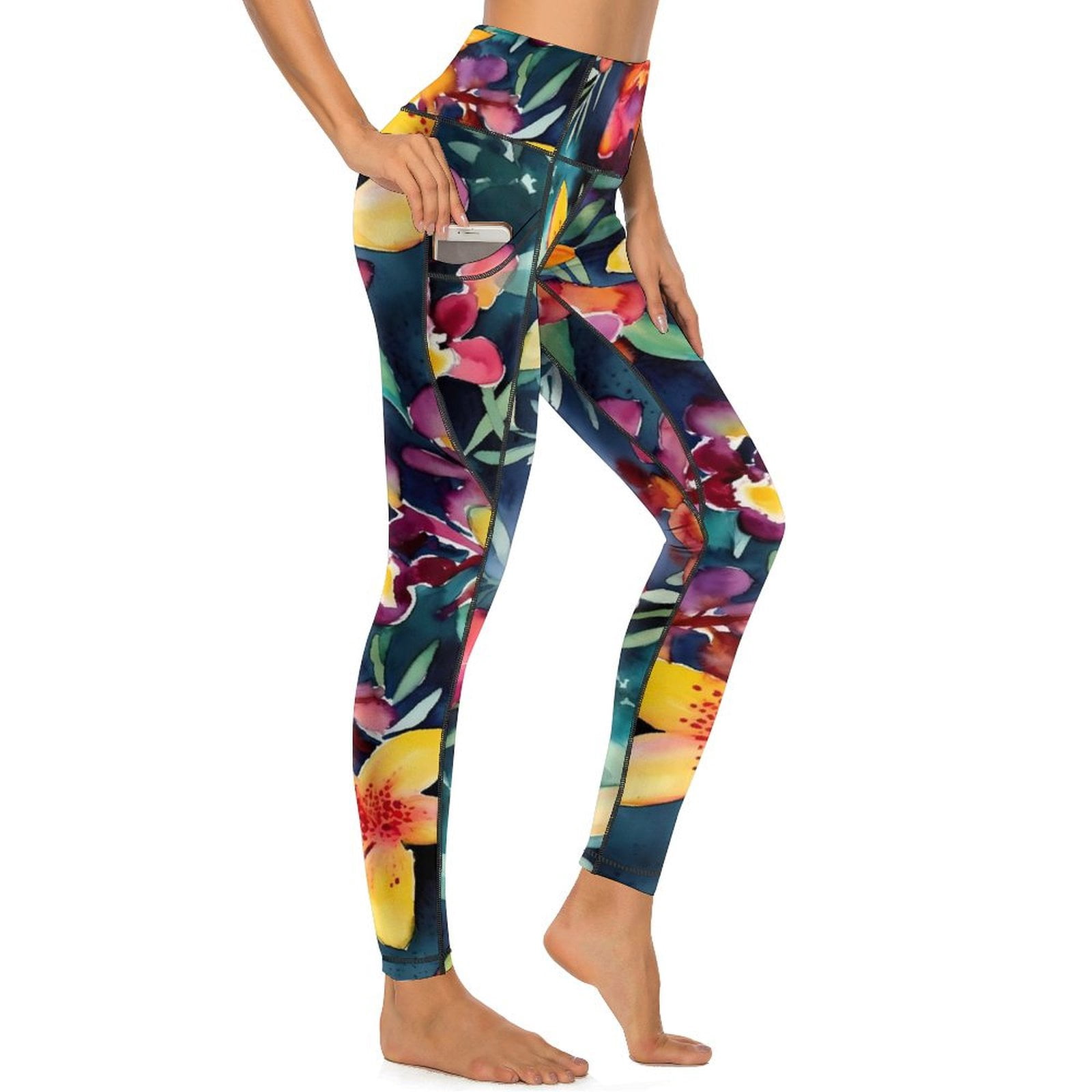 Lily Floral Leggings Sexy Pink Flowers Push Up Yoga Pants Retro Quick ...
