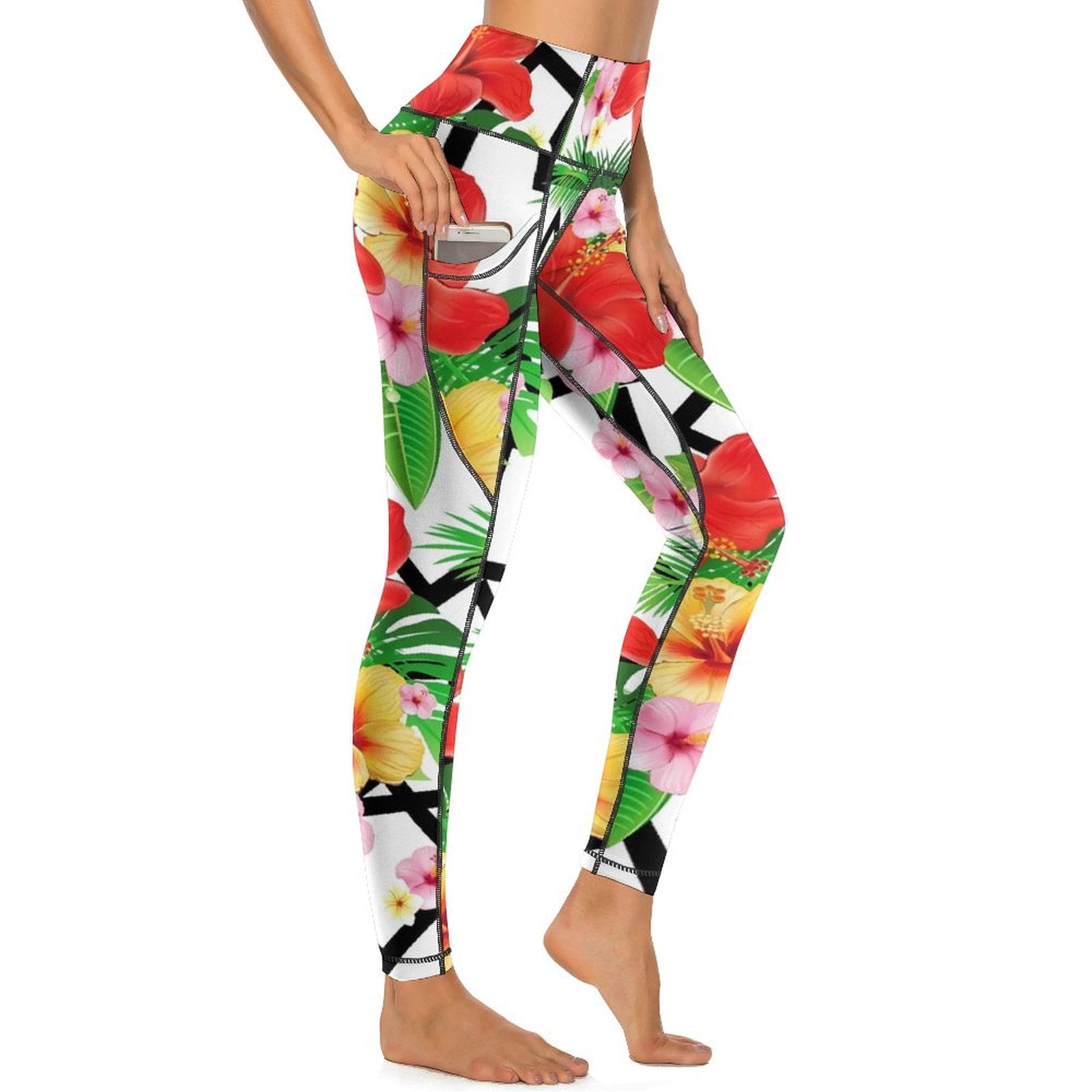 Lily Floral Leggings Sexy Pink Flowers Push Up Yoga Pants Retro Quick ...