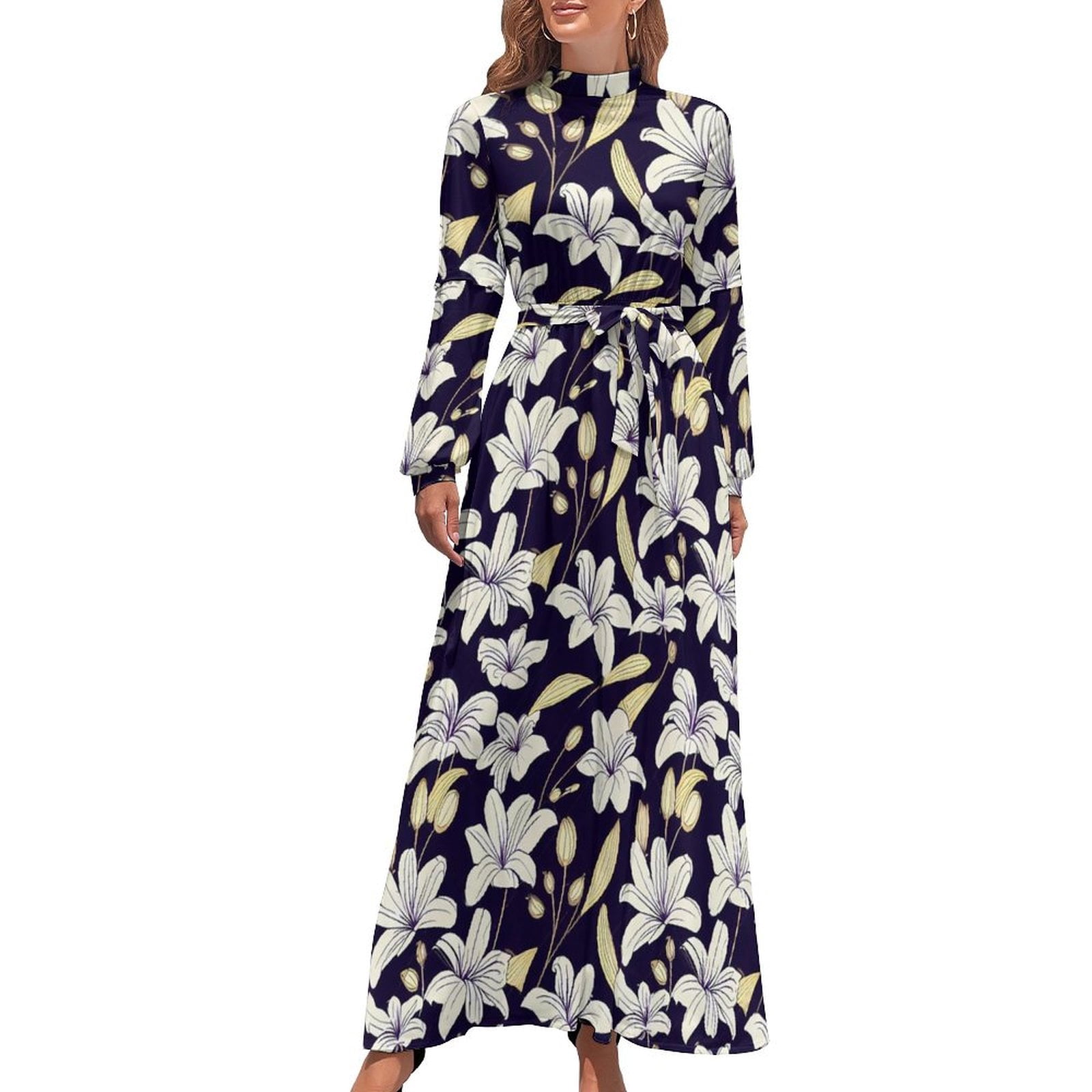 Lily Floral Tulips Dress Colorful Flowers Party Custom Maxi Dress High ...