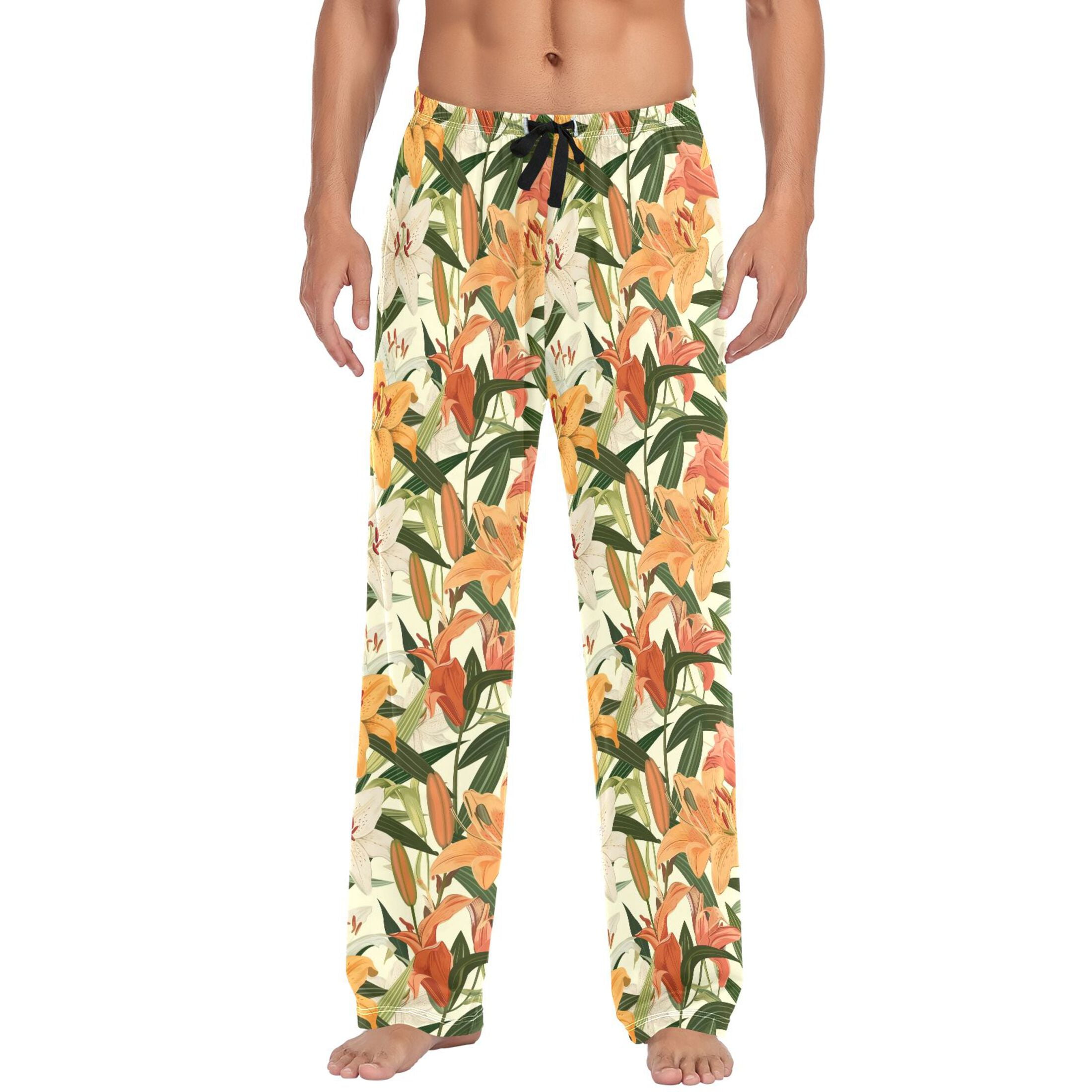 Lily Flower Men's Pajama Pants Cotton Long Sleepwear Lounge Pants XL ...