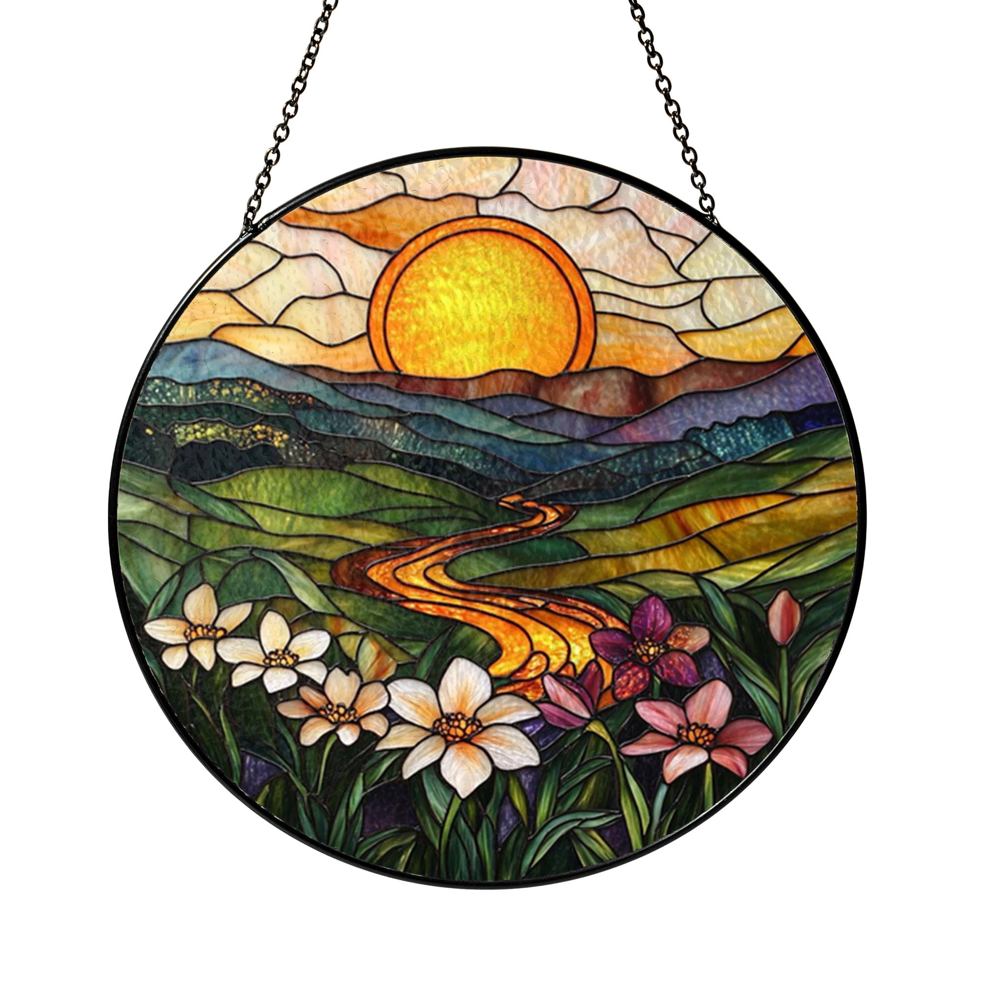 Lily Flower Stained Glass Style Window Decor - Walmart.com