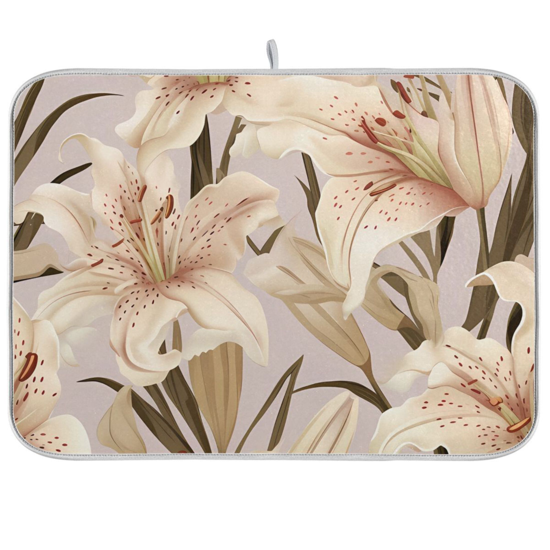Lily Flowers Dish Drying Mat Microfiber Kitchen Pad Large Counter ...