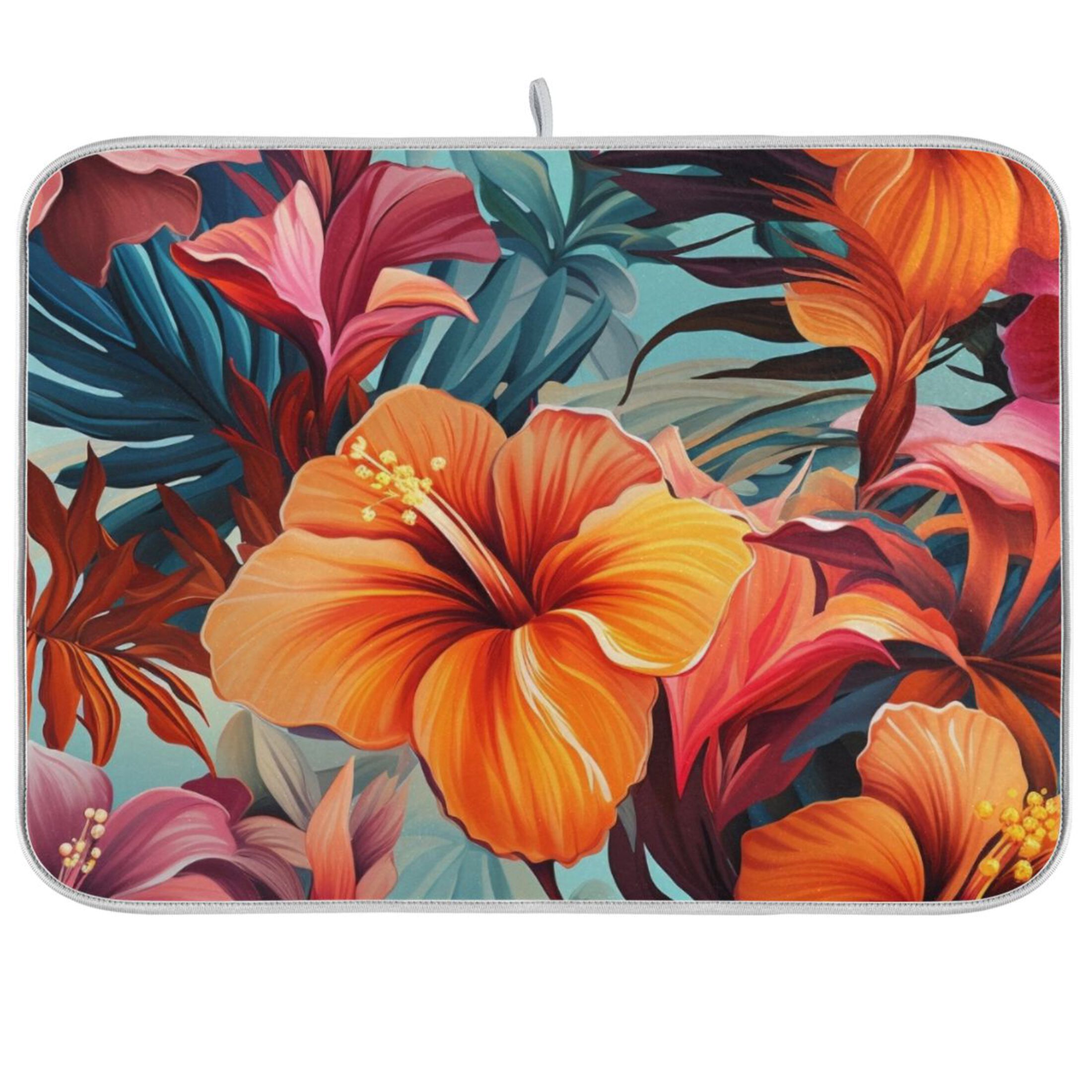 Lily Flowers Orange Dish Drying Mat Microfiber Kitchen Pad Large ...