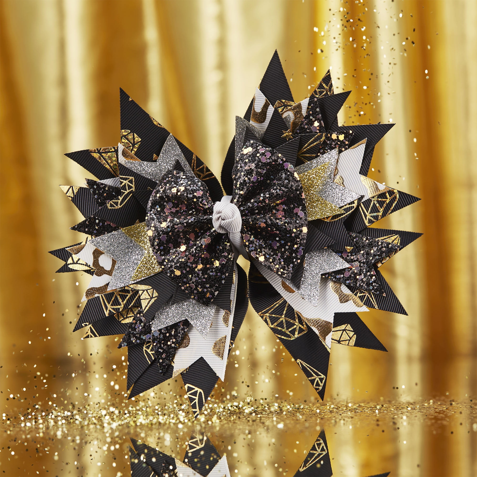 Lily Frilly Gold and Glitter Bow - Walmart.com