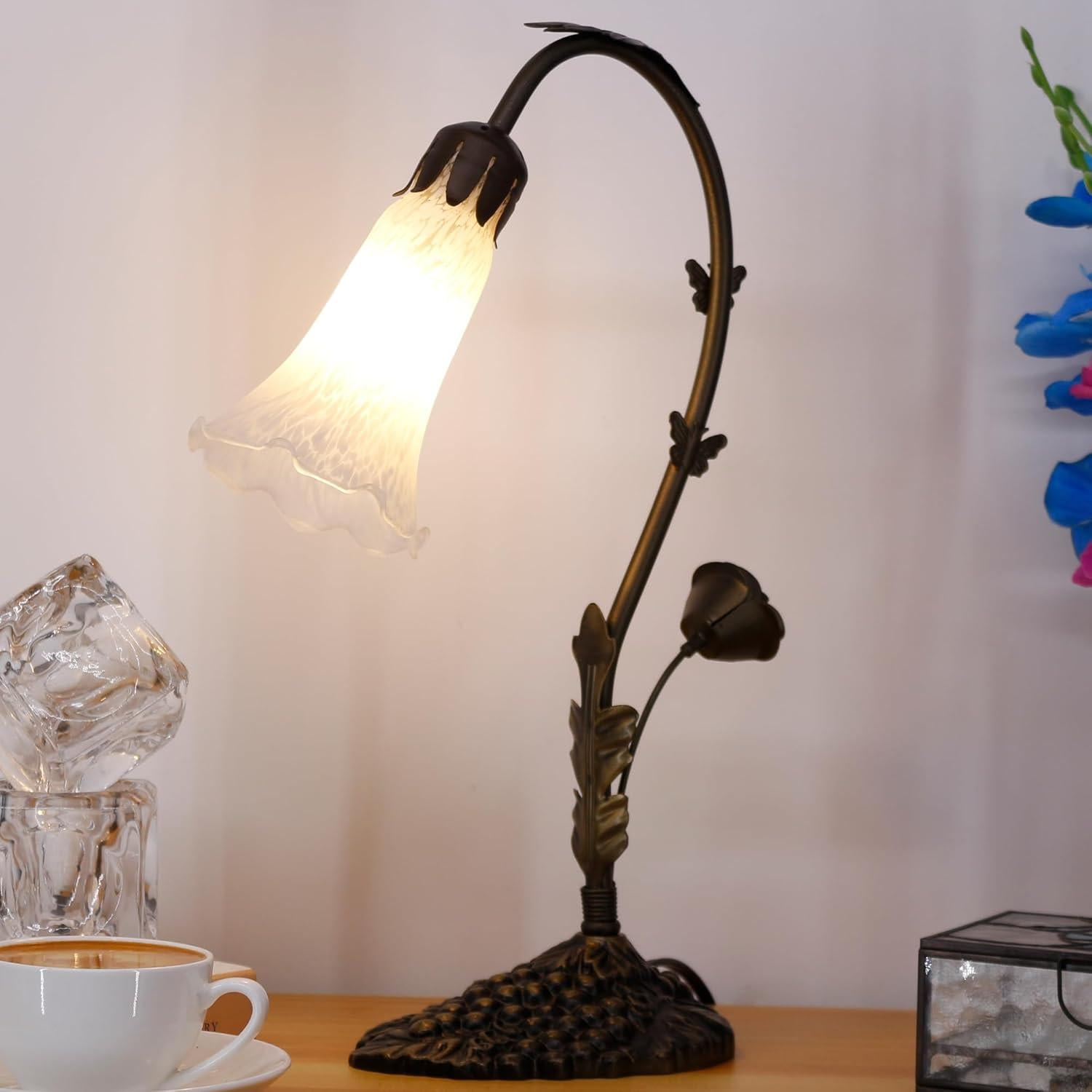 Lily Lamp Tiffany Style Table Lamp 16 Inch Tall Tulip Flower Accent ...