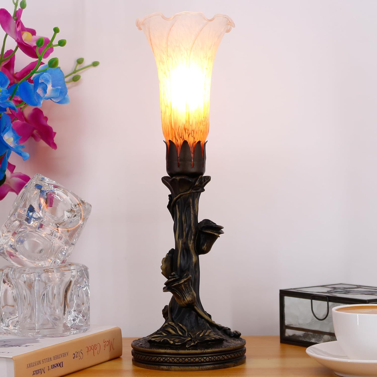 Lily Lamp Tiffany Style Torchiere Table Lamp 13.5 Inch Tall Tulip ...