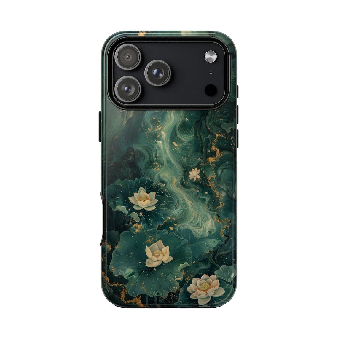 Lily Lotus Flower Green Jade Marble Luxury Oriental Stone Case form ...