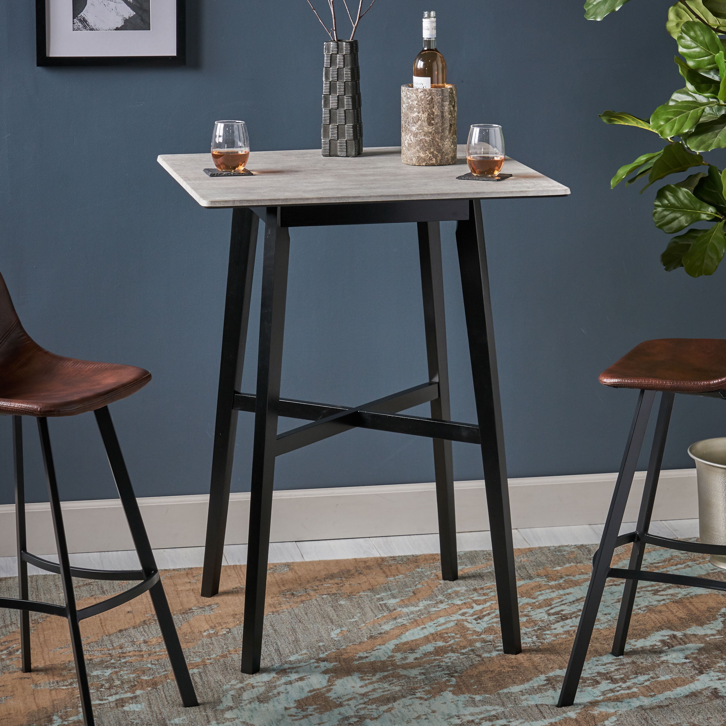 Lily Modern Bar Table with Rubberwood Legs and Laminate Table Top ...