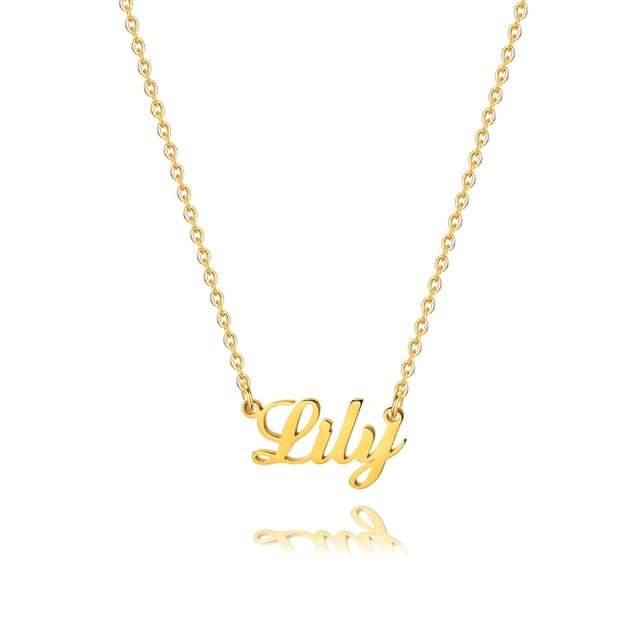 Lily Name Necklace, 18K Gold Filled Custom Name Necklace Personalized ...