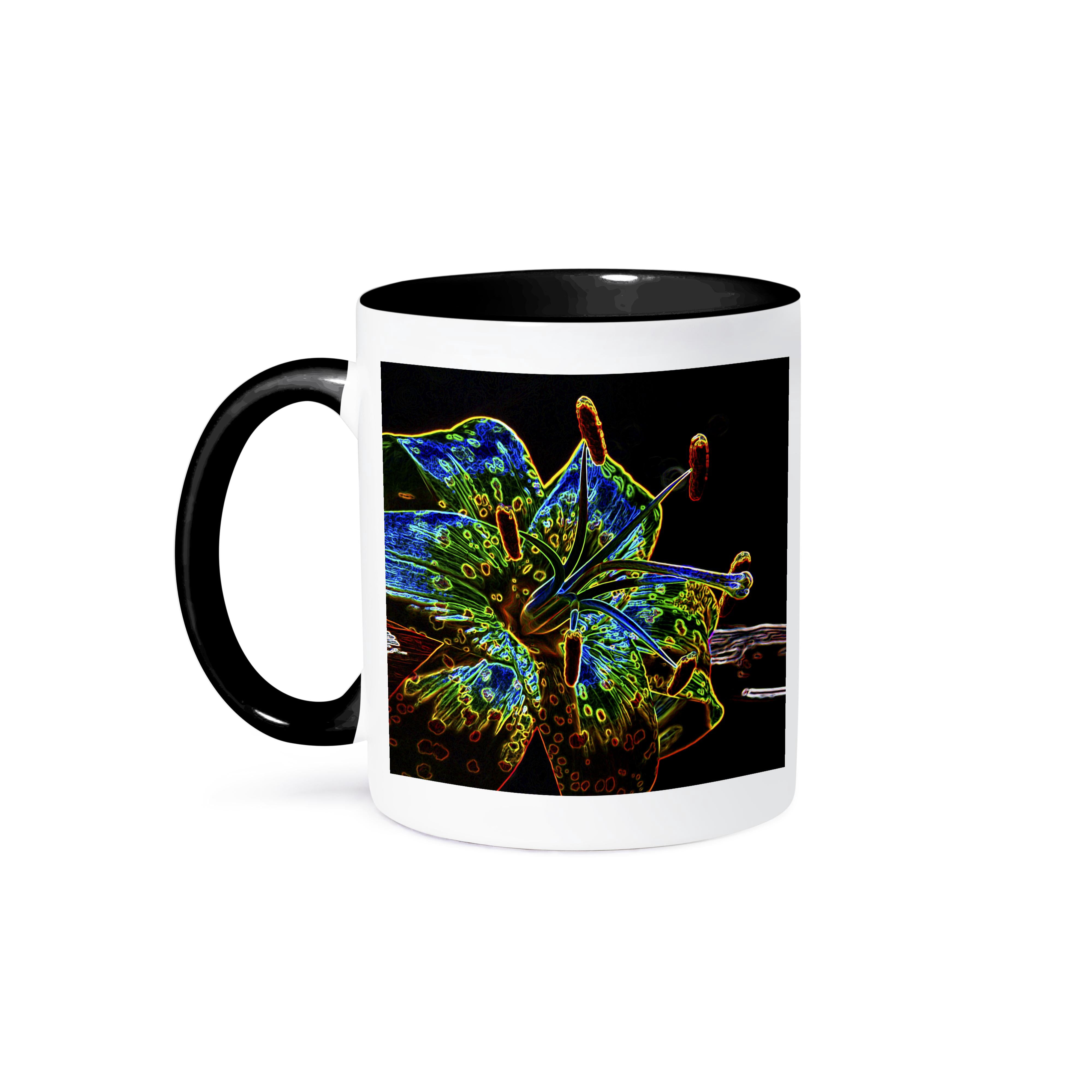 3dRose, Lily Neon, 15oz Two-Tone Black Mug - Walmart.com