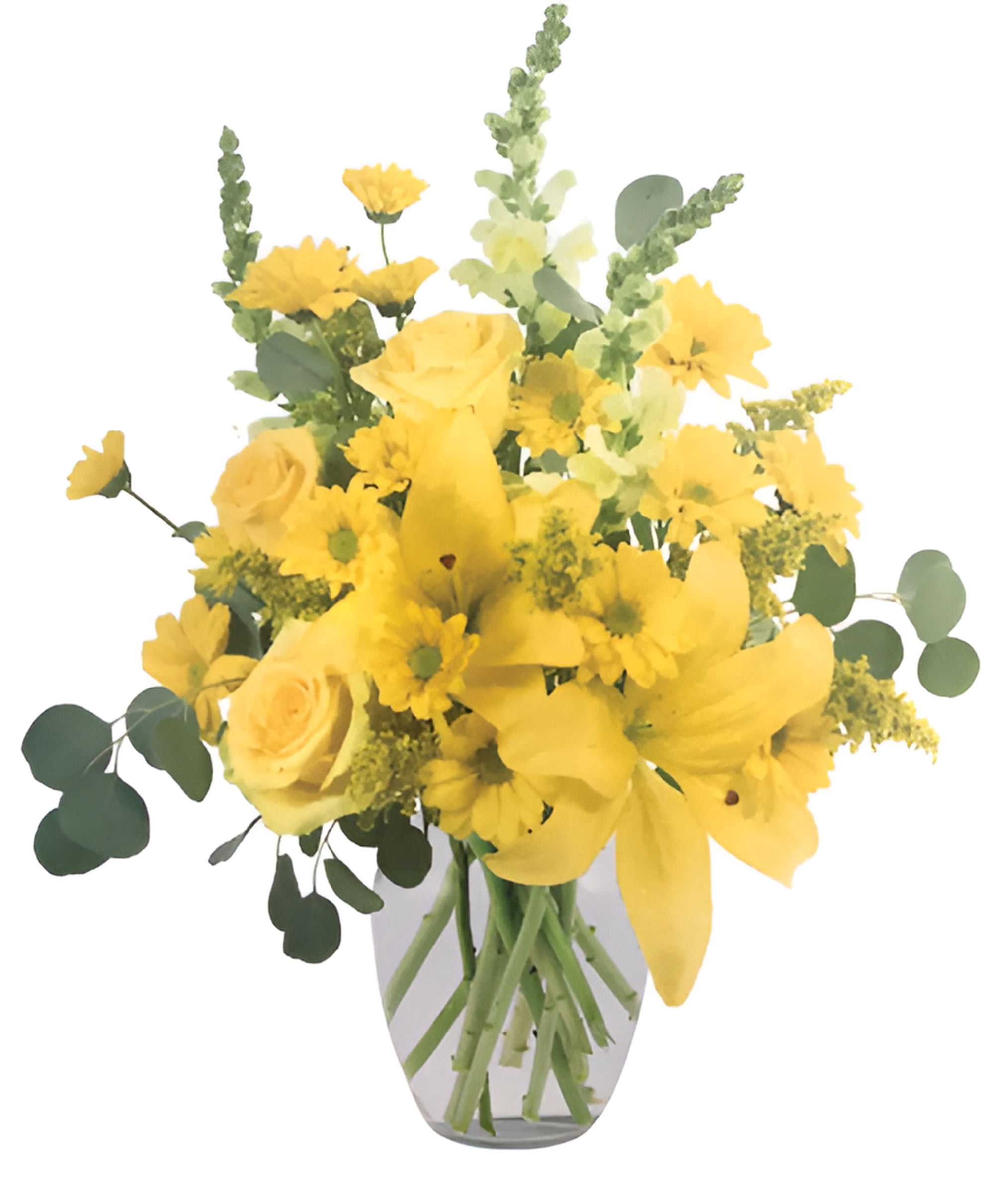 Lily Of The Valley Flowers & More Yellow Frenzy Vase Arrangement ...