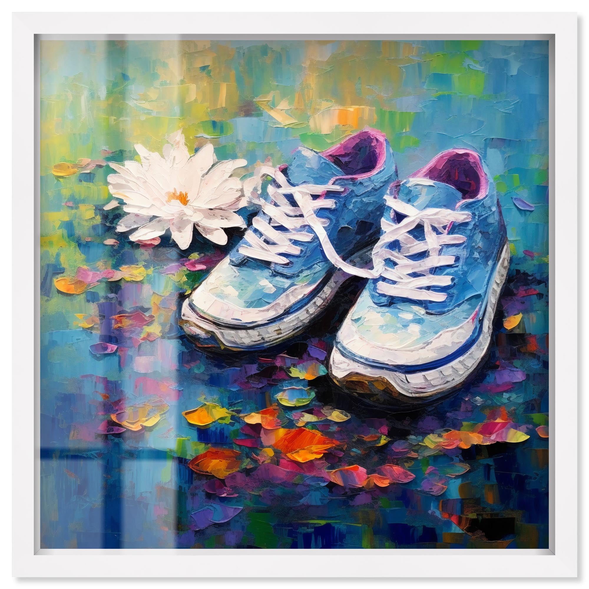 Lily Pad Sneakers Shadowbox Print Sneaker Wall Art by Art Remedy, White ...