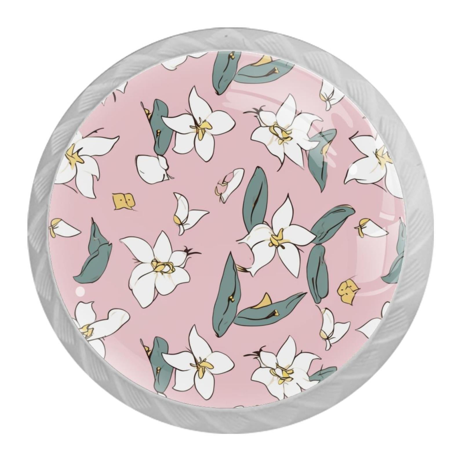 Lily Pink Background Cabinet Knobs, Stainless Steel Kitchen Knobs ...