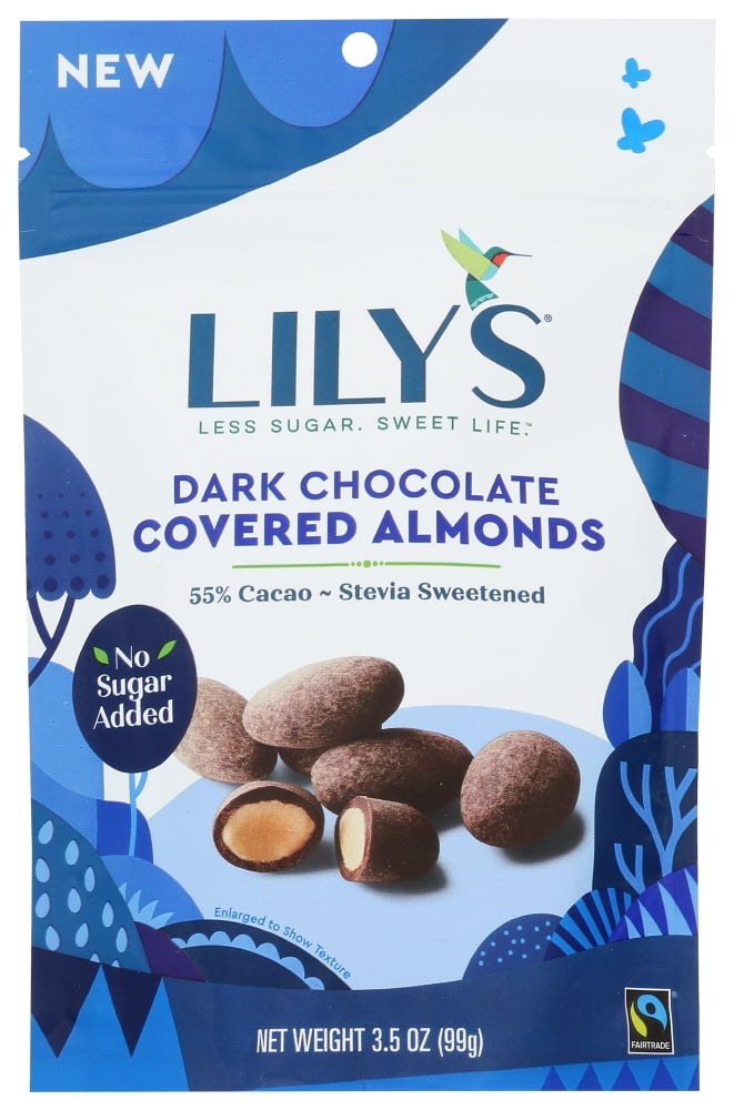 Lily's, Dark Chocolate Covered Almonds, 3.5 oz, Less Sugar - Walmart.com