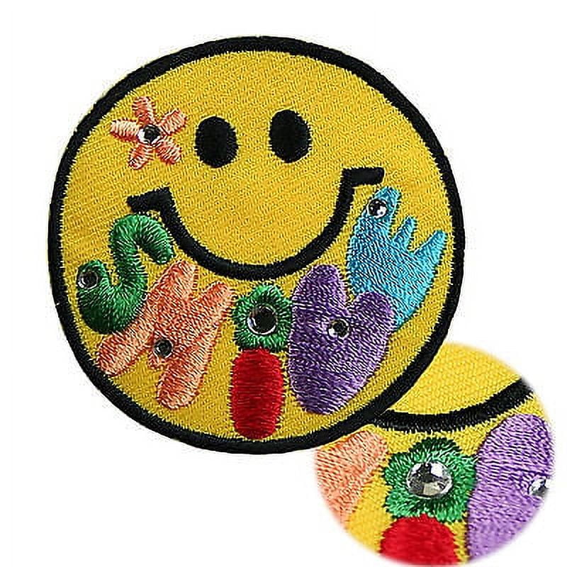Lily Smiley Happy Face Rhinestone Self Adhesive Embroidered Applique ...