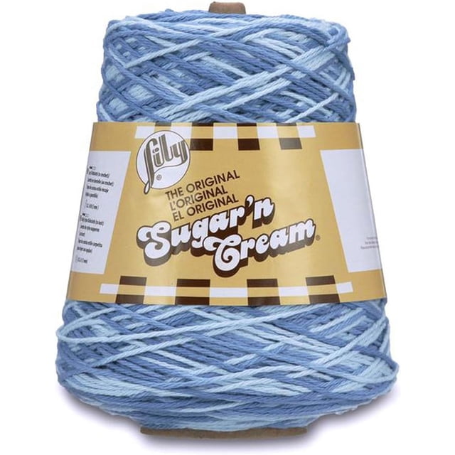 Lily Sugar'n Cream Cotton Cone Yarn, 14 oz, Faded Denim Ombre, 1 Cone ...