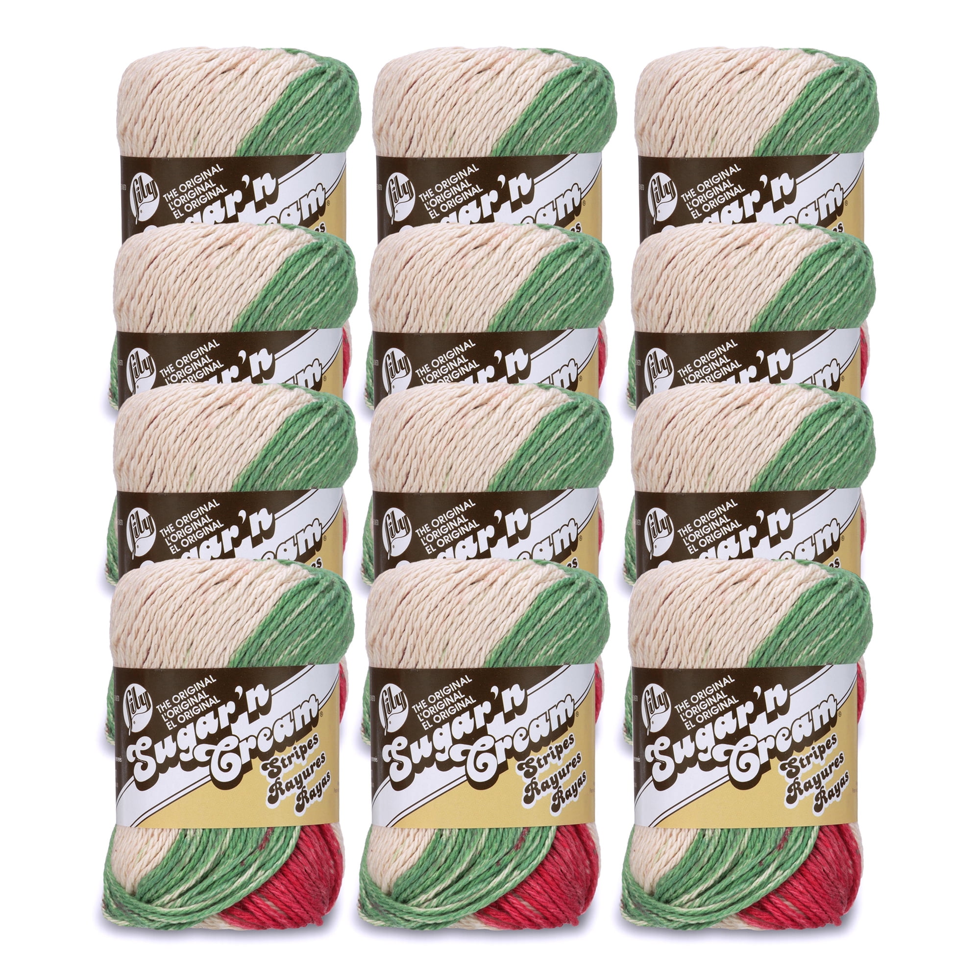 Lily Sugar'n Cream® The Original Stripes #4 Medium Cotton Yarn, Holiday 2oz/57g, 95 Yards (12 ...