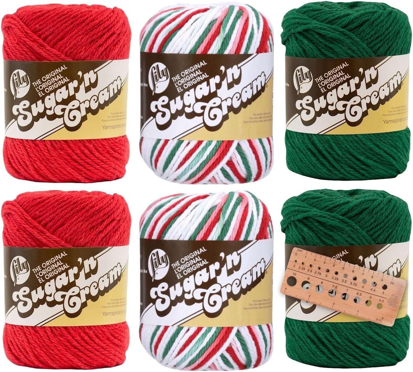 Lily Sugar 'n Cream Yarn - 100% Cotton - Assortment (Holiday) - Walmart.com
