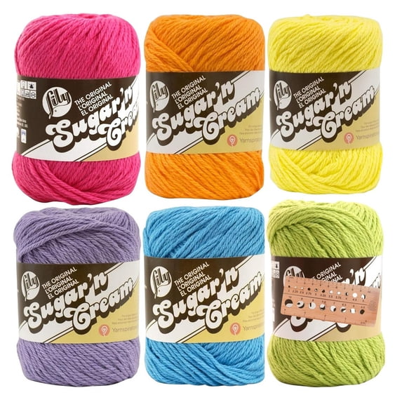 Lily Sugar 'n Cream Yarn - 100% Cotton - Assortment (Multicolor ...