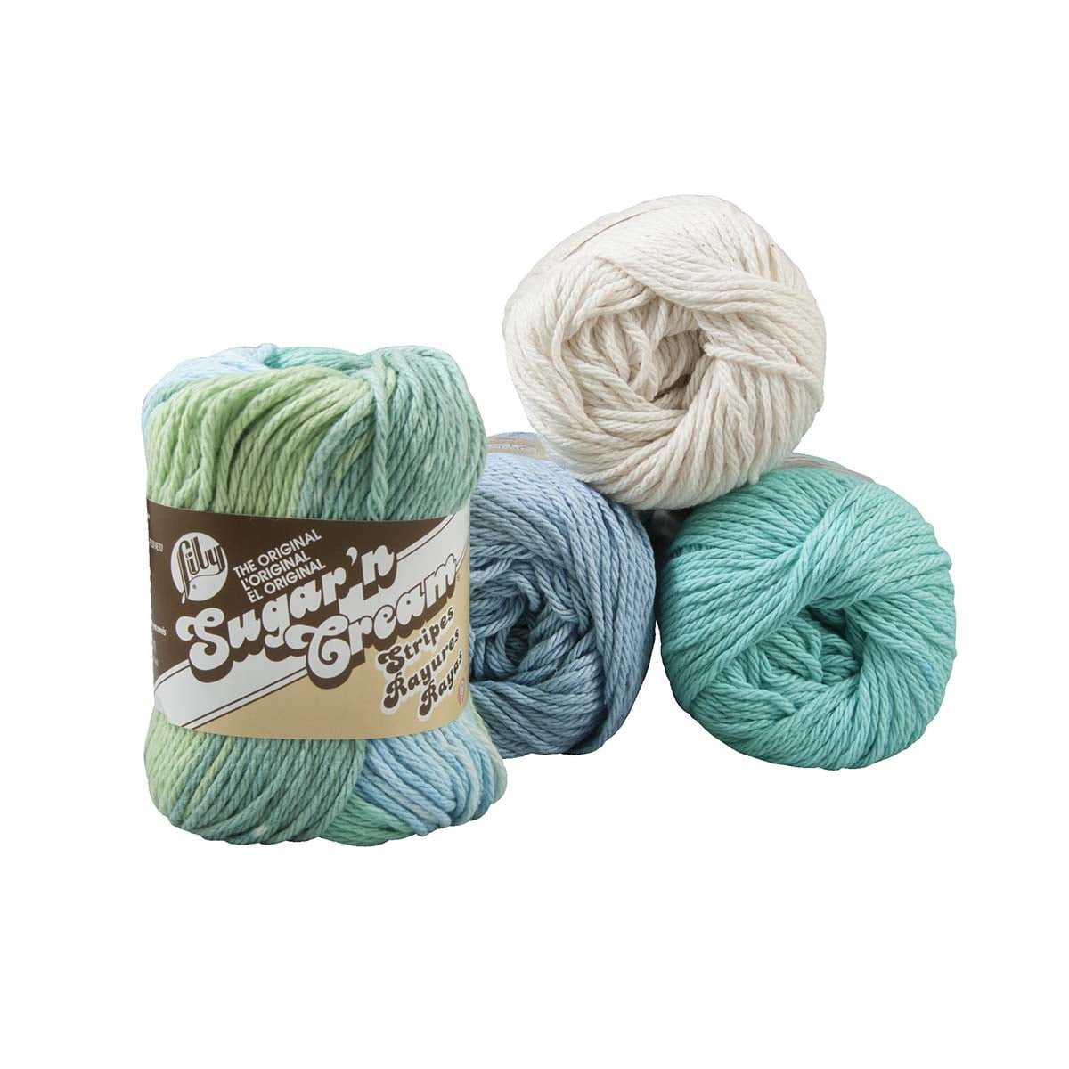 Lily Sugar 'n Cream Yarn Pack, 100% Cotton, 4 Balls, Crochet and Knit ...
