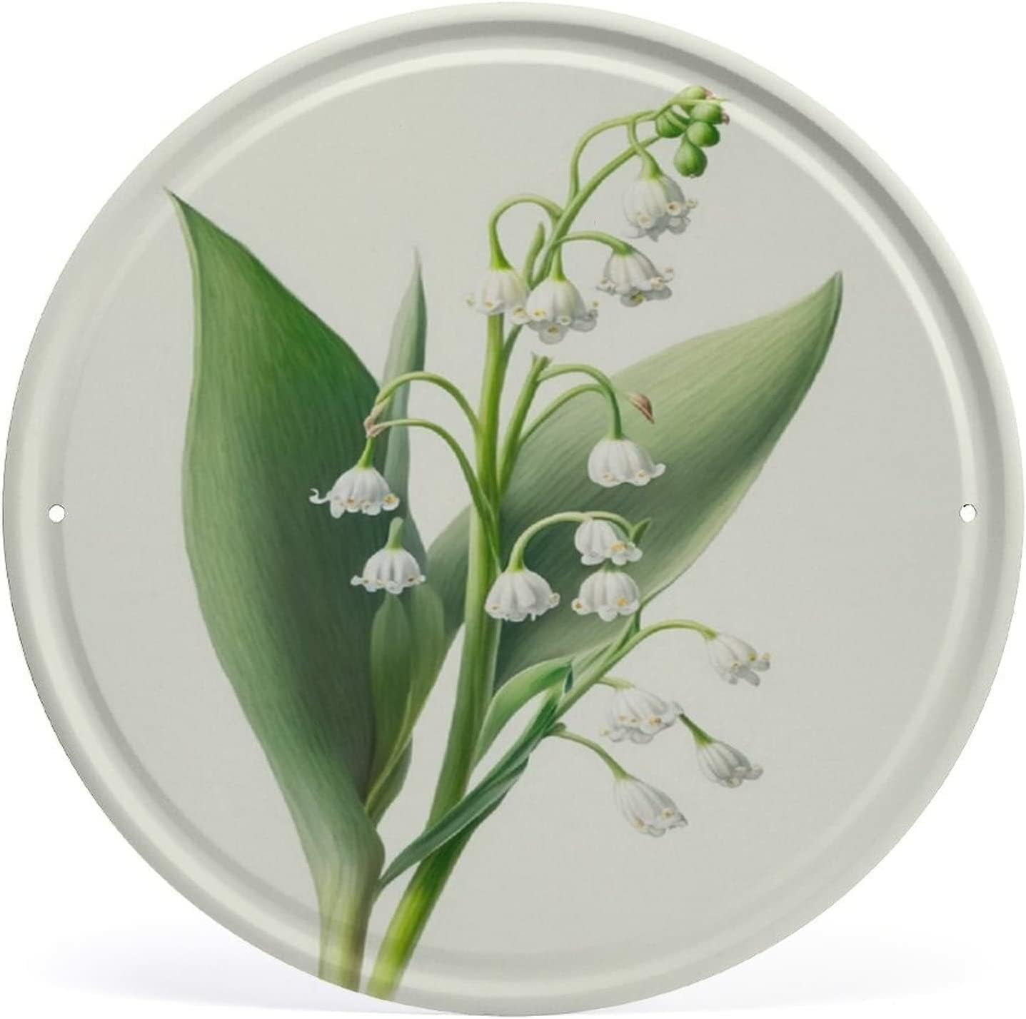 Lily of The Valley Vintage Style Round Tin Signs Wreath Circle Sign ...