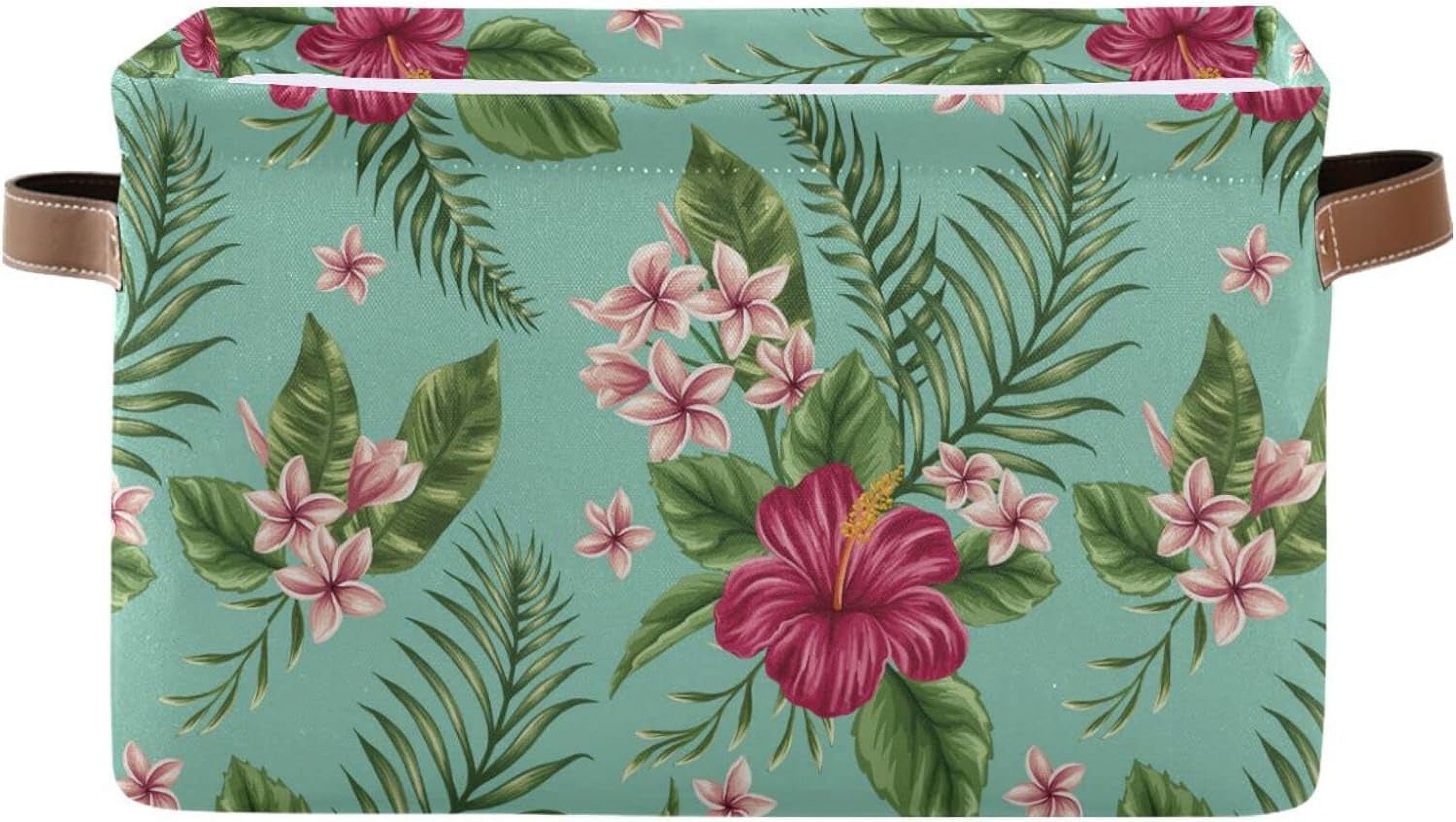 Lily Tropical Leaves Storage Baskets Rectangle Foldable Canvas Fabric ...