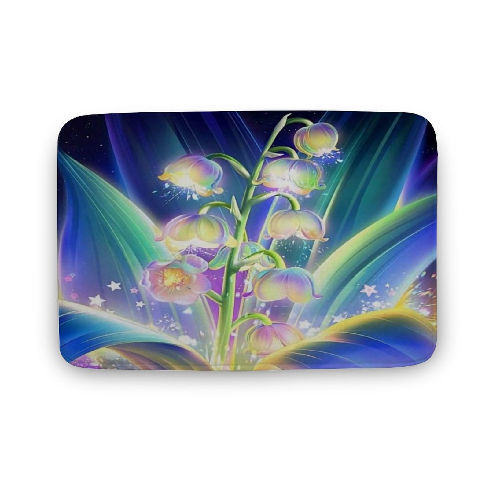 Lily Of The Valley Doormat, Glowing Lily Flowers Area Doormat, Blue And ...