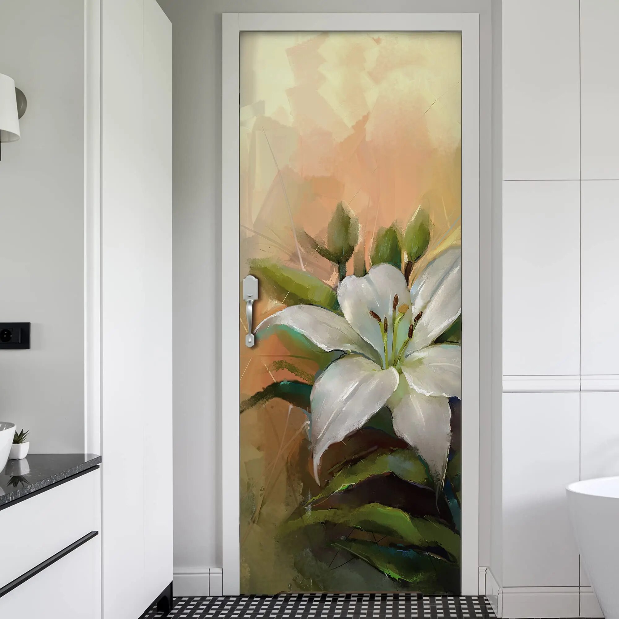 Lily door Decal natural landscape wallpaper Dinosaur door decal ...