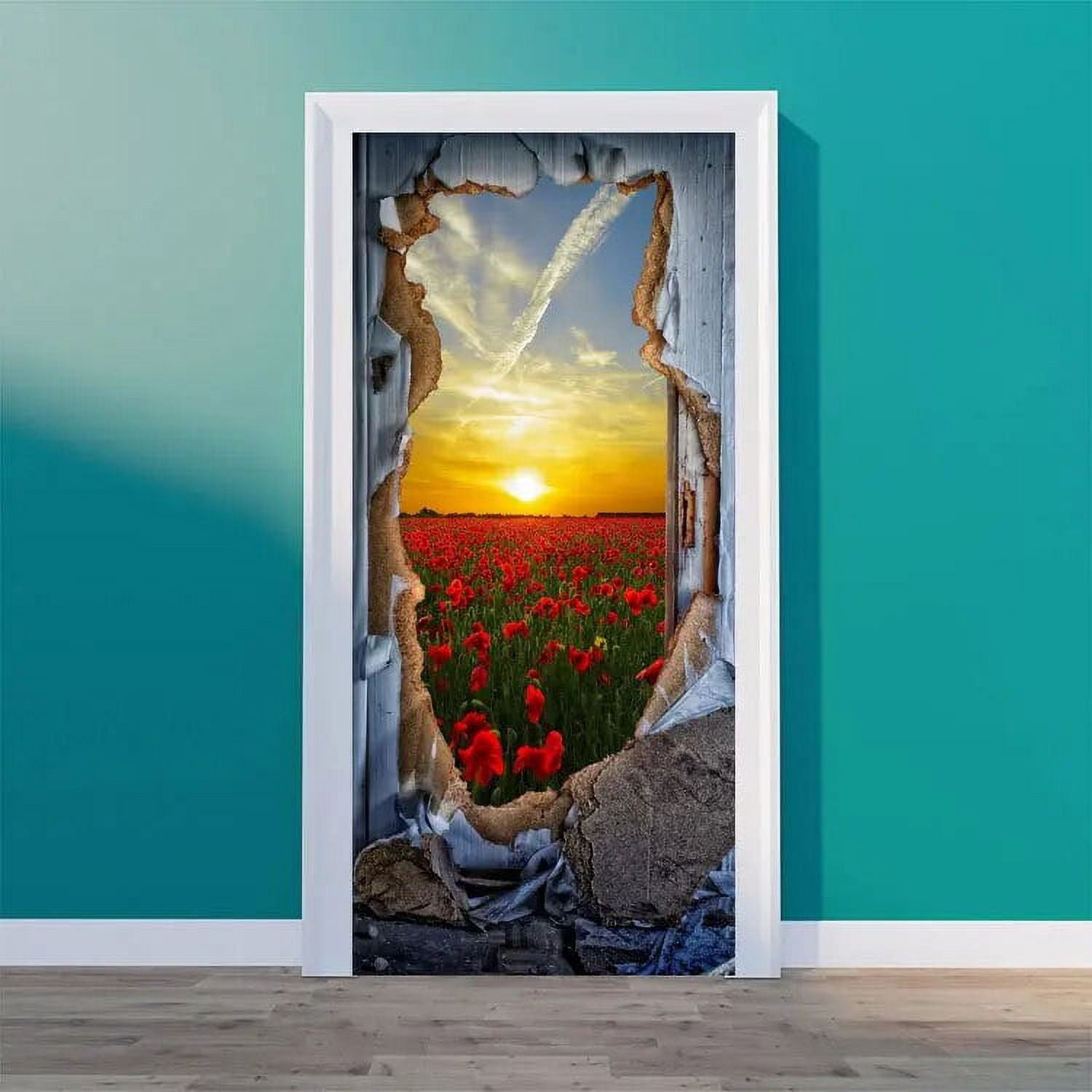 Lily door Decal natural landscape wallpaper Dinosaur door decal ...