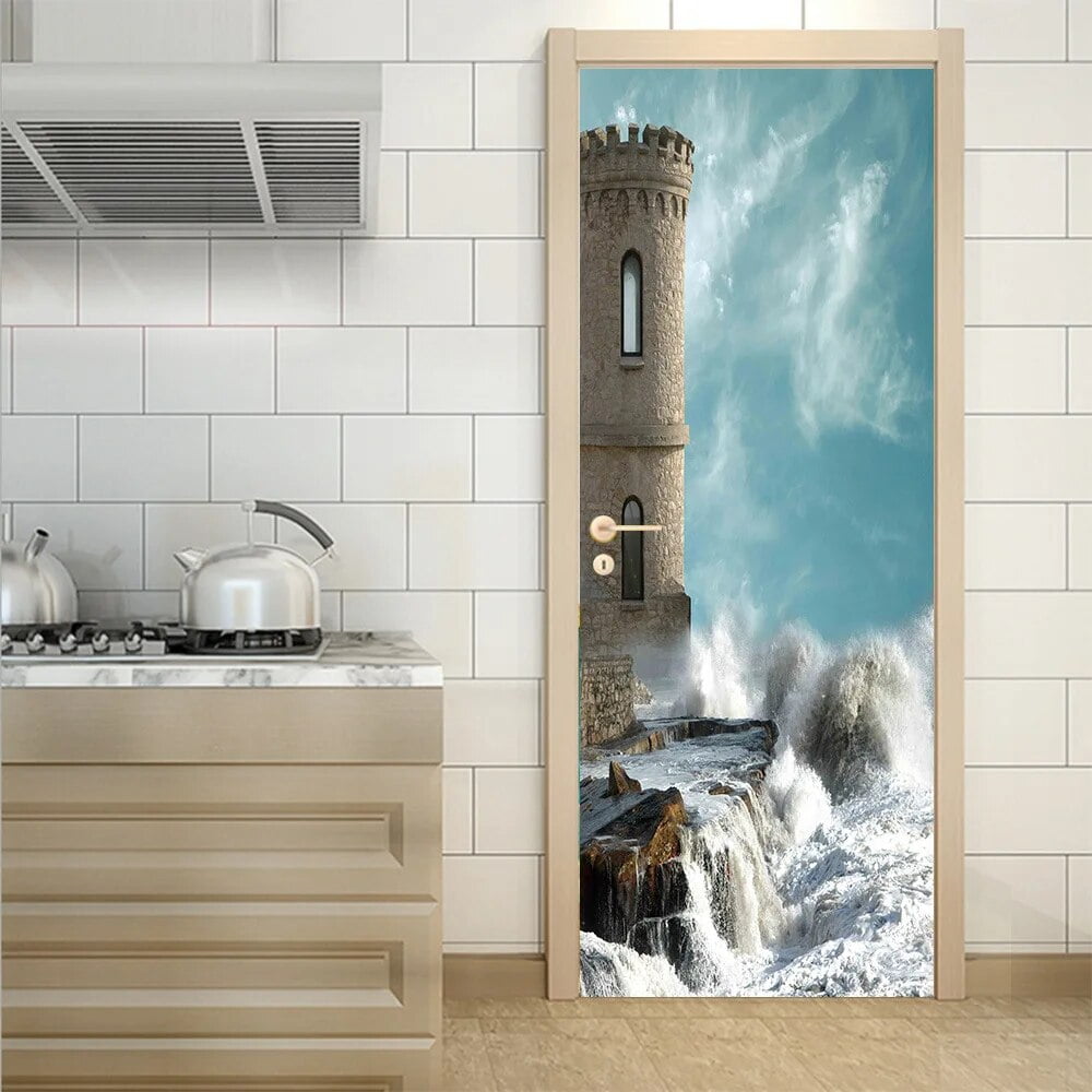 Lily door Decal natural landscape wallpaper Dinosaur door decal ...
