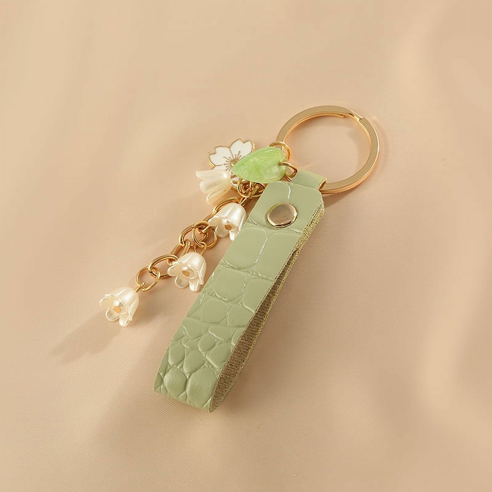 Lily of The Valley Flower Leather Keychain for Women Korea Fashion ...