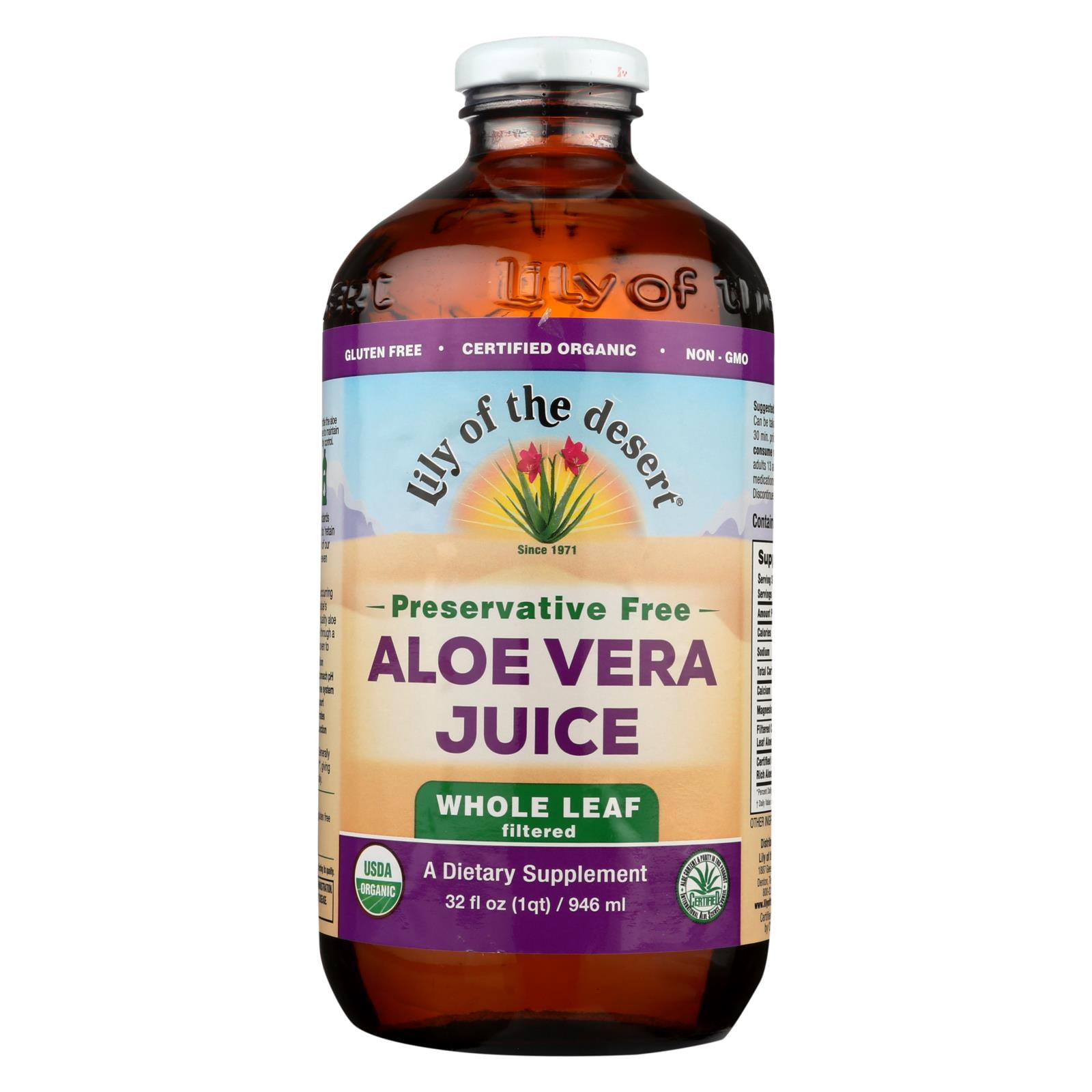 Lily of the Desert Organic Aloe Vera Juice Whole Leaf 32 fl oz Pack of ...