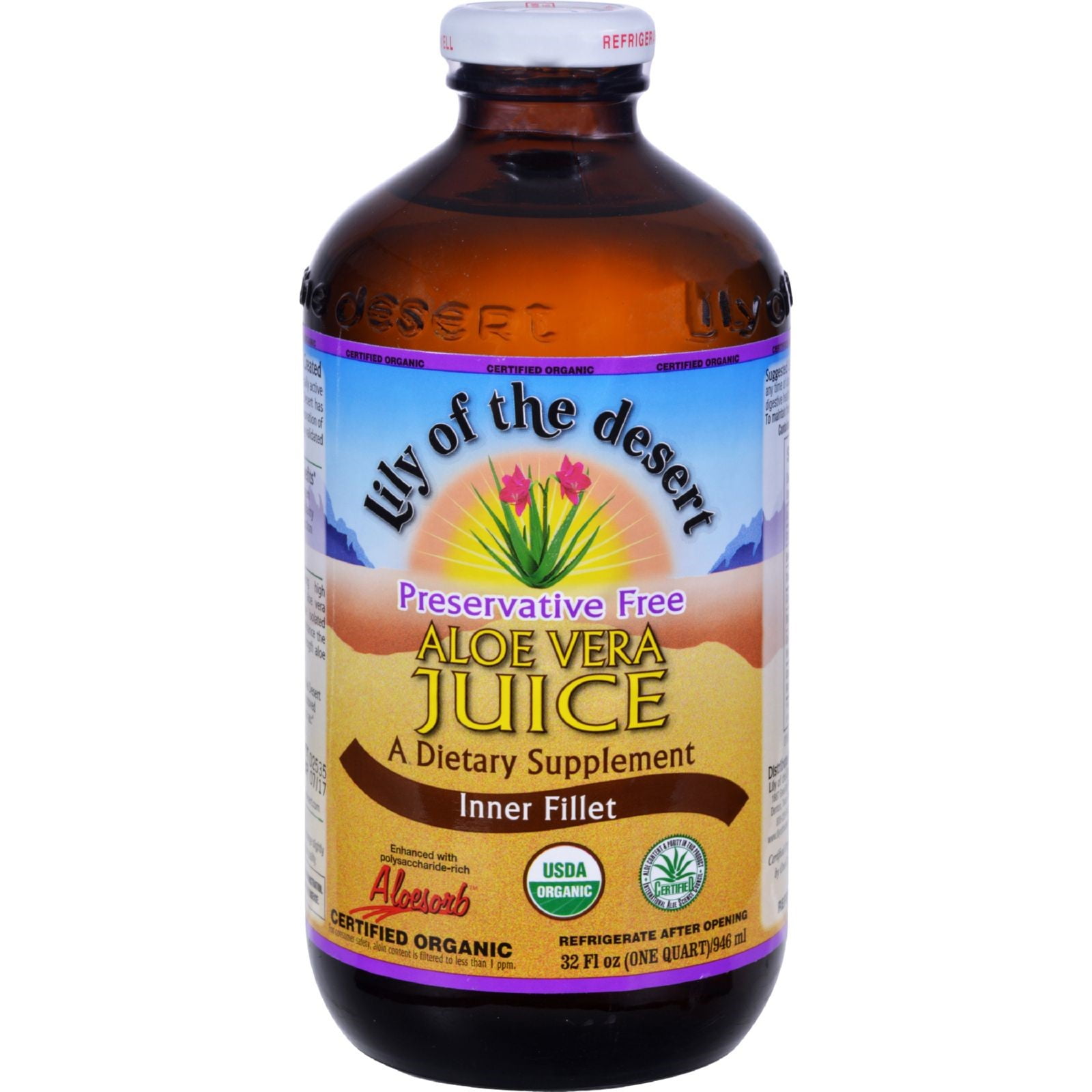 Lily of the Desert Organic Aloe Vera Juice, Preservative Free, Pure ...