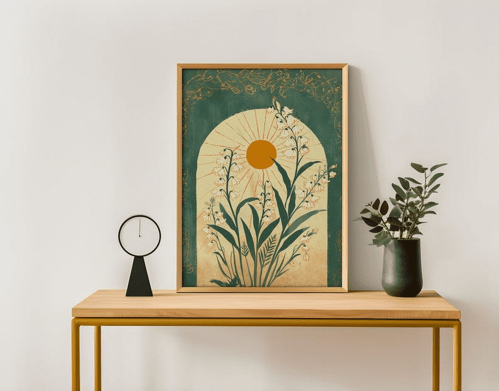 Lily of the Valley Emerald Green Sun Art Poster Mystical Folk Art ...