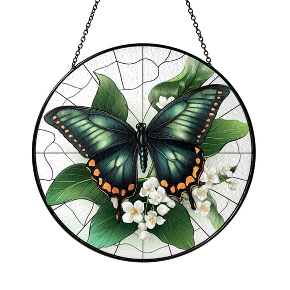 Lily of the Valley Faux Stained Glass Window Suncatcher, Butterfly ...