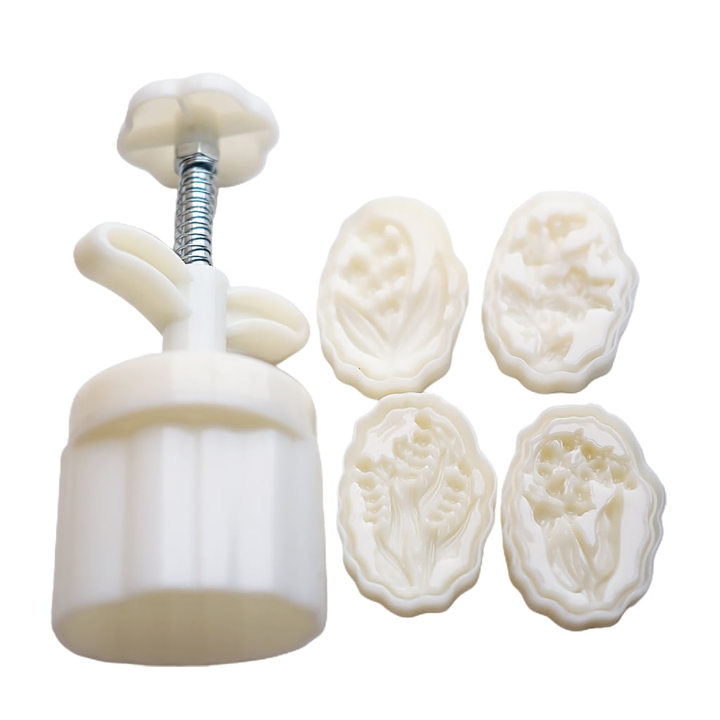 Lily of the Valley Shaped Plastic Mooncake Stamps DIY Mooncake Moulds ...