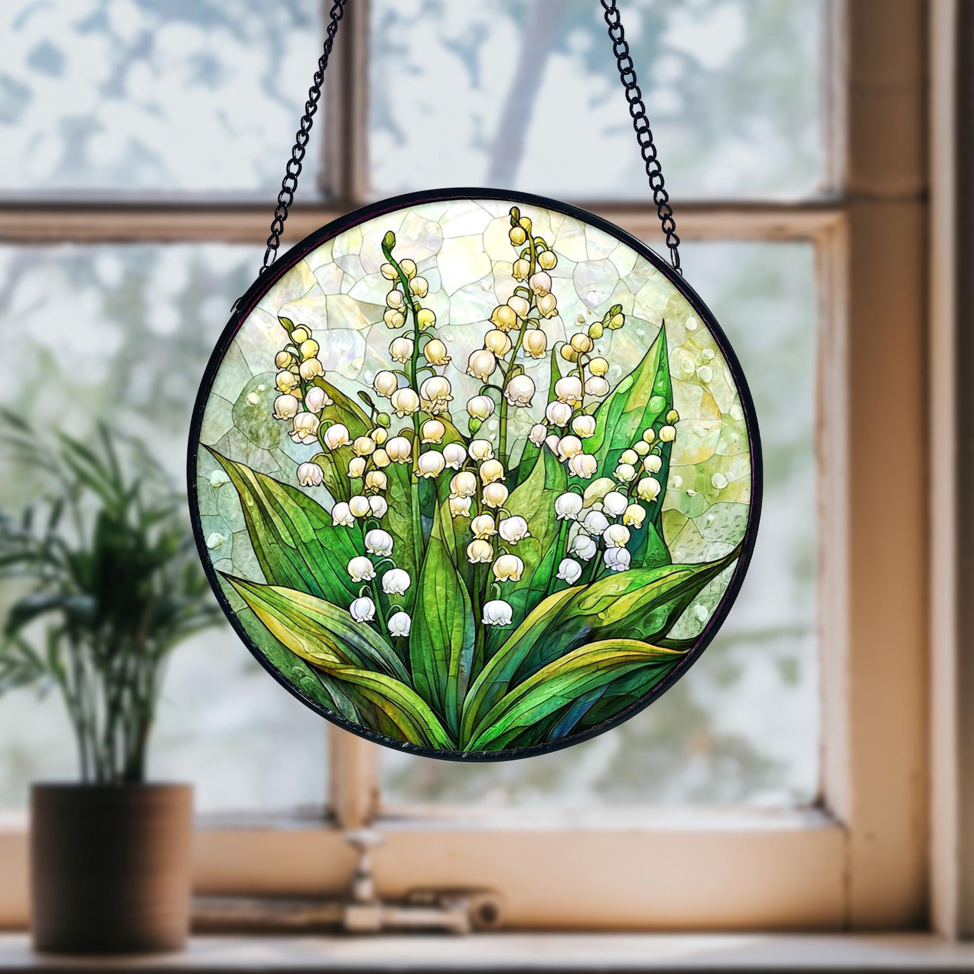 Lily of the Valley Stained Glass Suncatcher, Floral Window Hanging ...