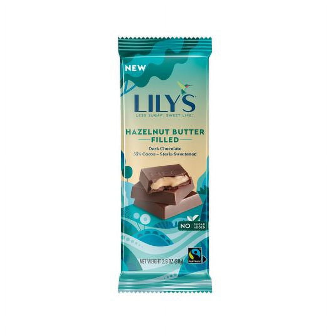 Lily's Filled Dark Chocolate Bar, Hazelnut Butter, 55%, Stevia Sweet ...