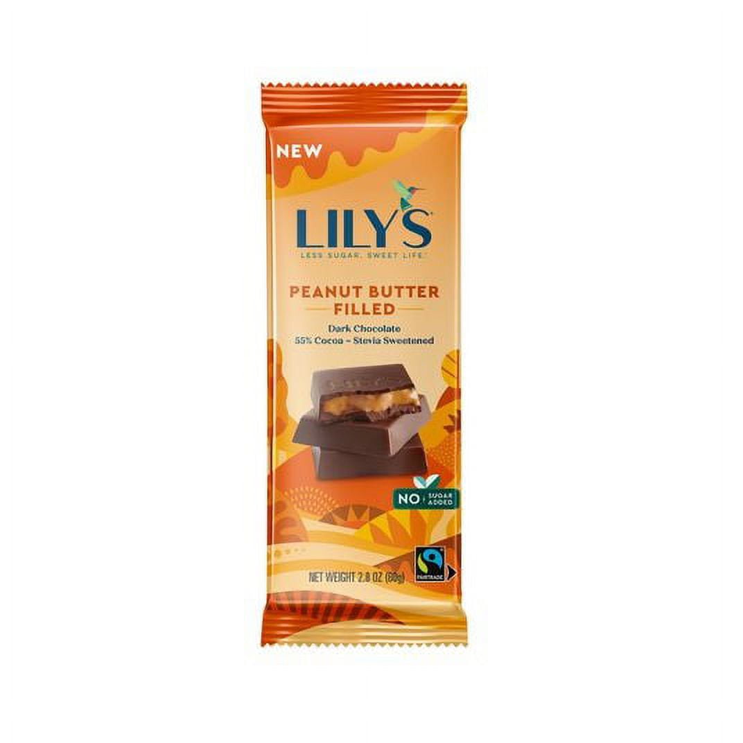 Lily's Filled Dark Chocolate Bar, Peanut Butter, 55%, Stevia Sweet - 12 ...