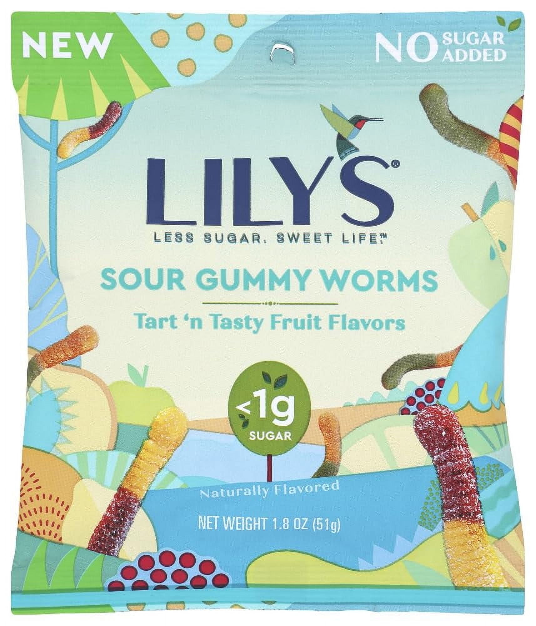 Lily's Sweets Tart & Tasty Gummy Worms Assorted Fruit - 1.8 oz Pack of ...