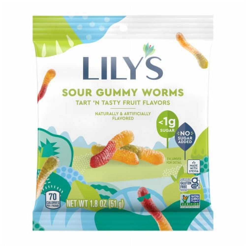 Lily's Sweets Tart & Tasty Gummy Worms Assorted Fruit - 1.8 oz ...