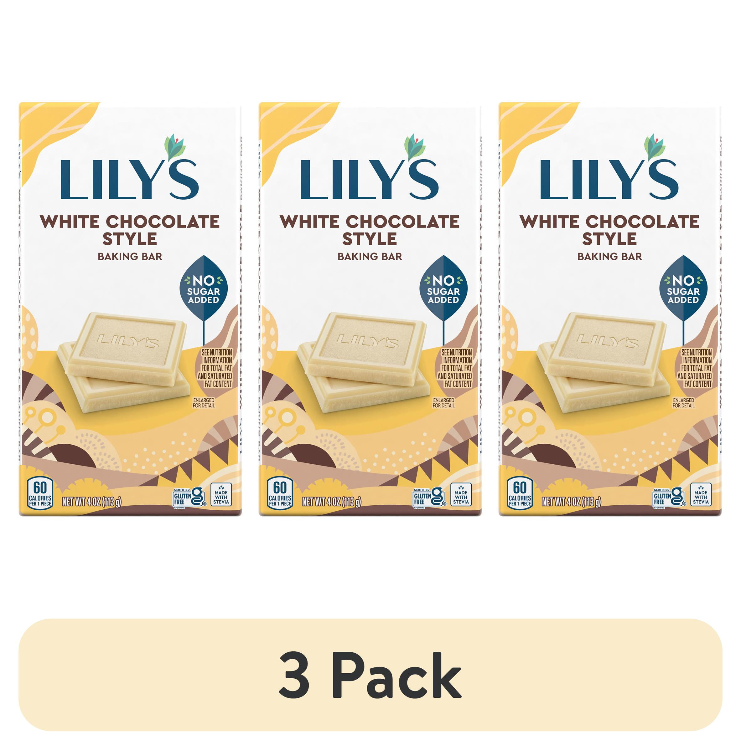 (3 pack) Lily's White Chocolate Style No Sugar Added Baking Bar, 4 oz ...