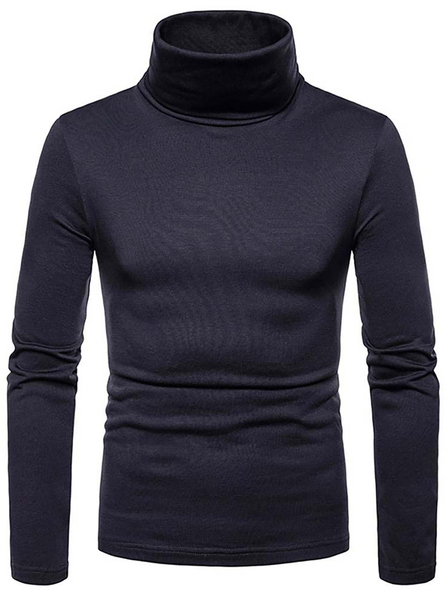 LilyLLL Mens Long Sleeve Roll Turtle Neck Pullover Tops Solid Color ...