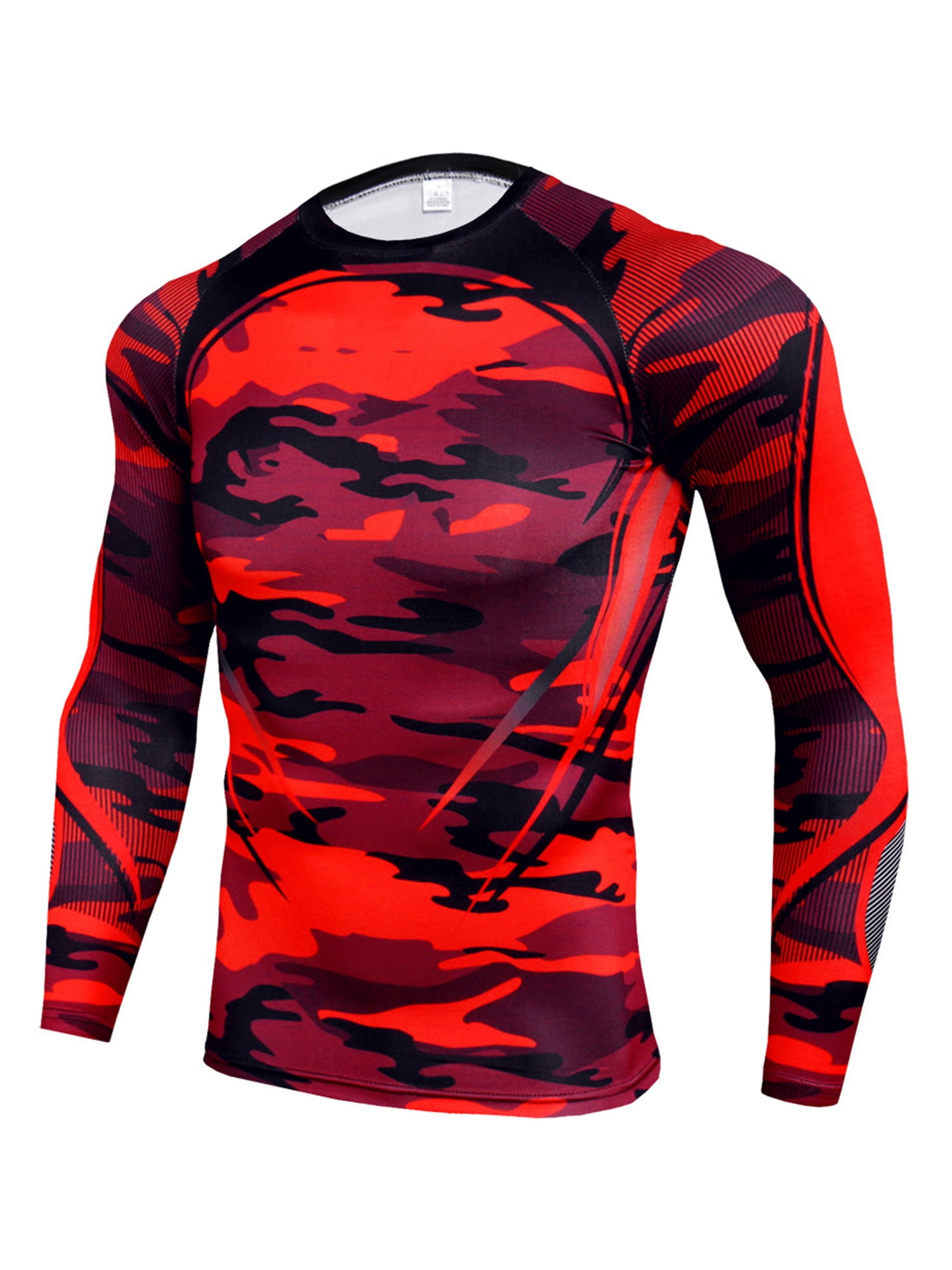 LilyLLL Mens Tactical Camo Print Compression Shirt Long Sleeve Base ...
