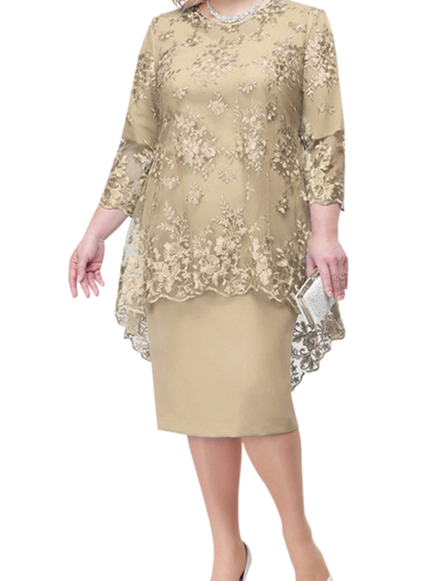 LilyLLL Plus Size L-8XL Elegant Lace Sheer Evening Party Dress, High Waist, Breathable, Slim Fit ...